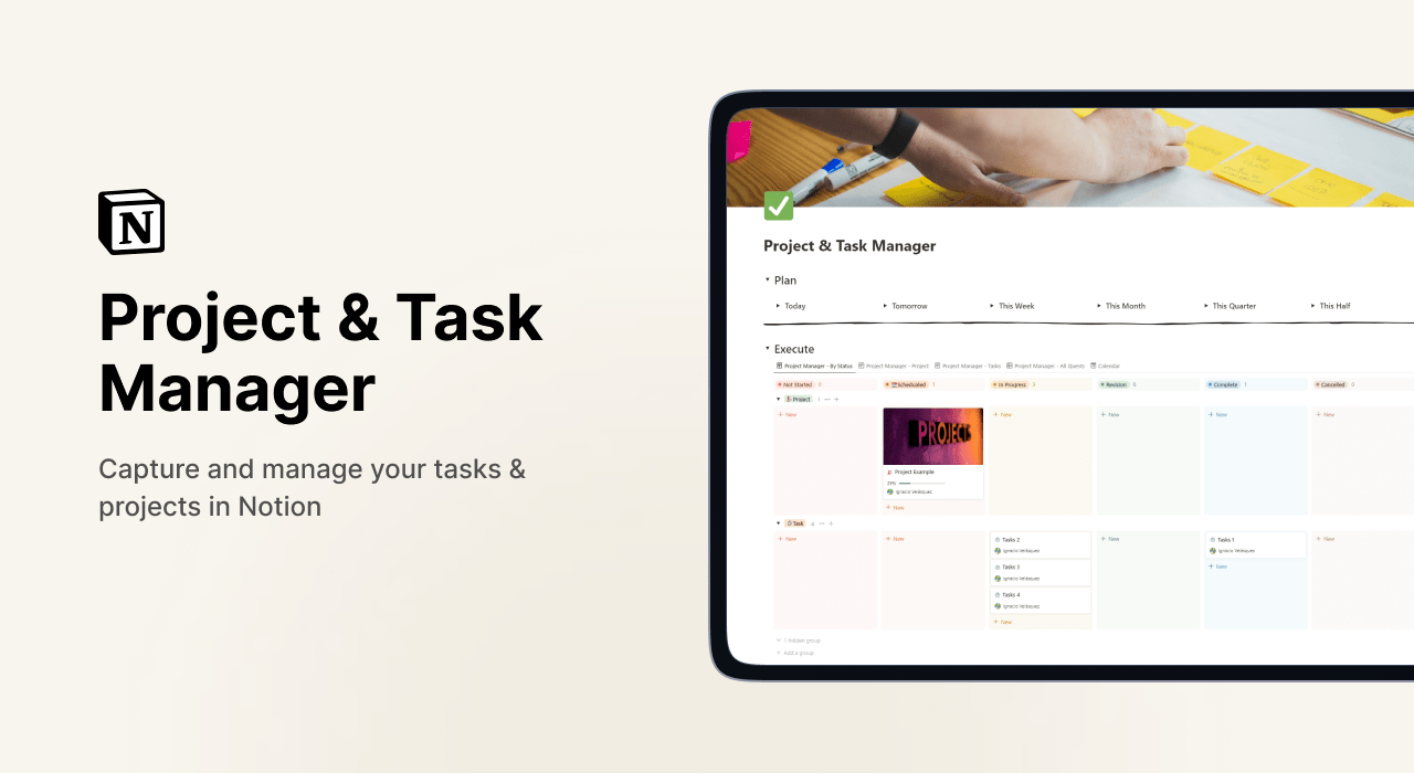 Simple Project & Task Manager - Notionland Template Gallery